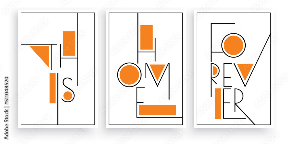 This home forever, vector. Wording design, lettering. Three pieces ...