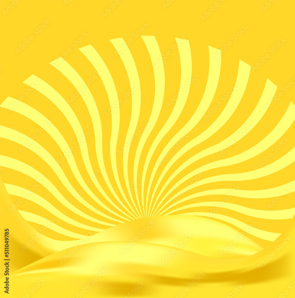 Abstract modern bright yellow background with pastel circle sun rays ...