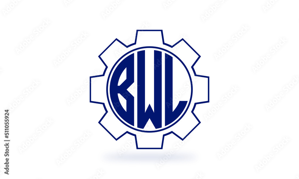 BWL three letter industrial logo with gear icon logo design vector ...