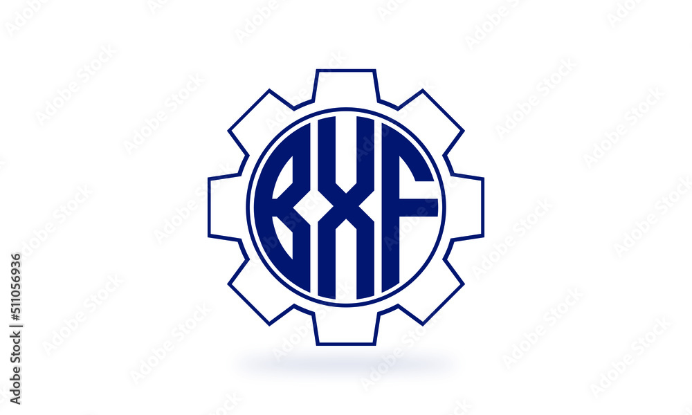 BXF three letter industrial logo with gear icon logo design vector ...