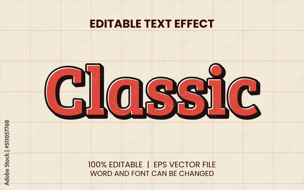classic text effect with 3d style editable font Stock Vector | Adobe Stock