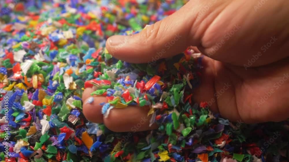 Stockvideon microplastics in hands. colorful plastic fragments or ...