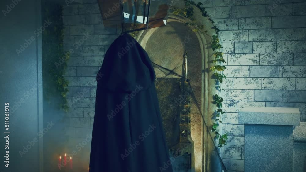 Mysterious silhouette vampire woman, view back, black Gothic vintage ...