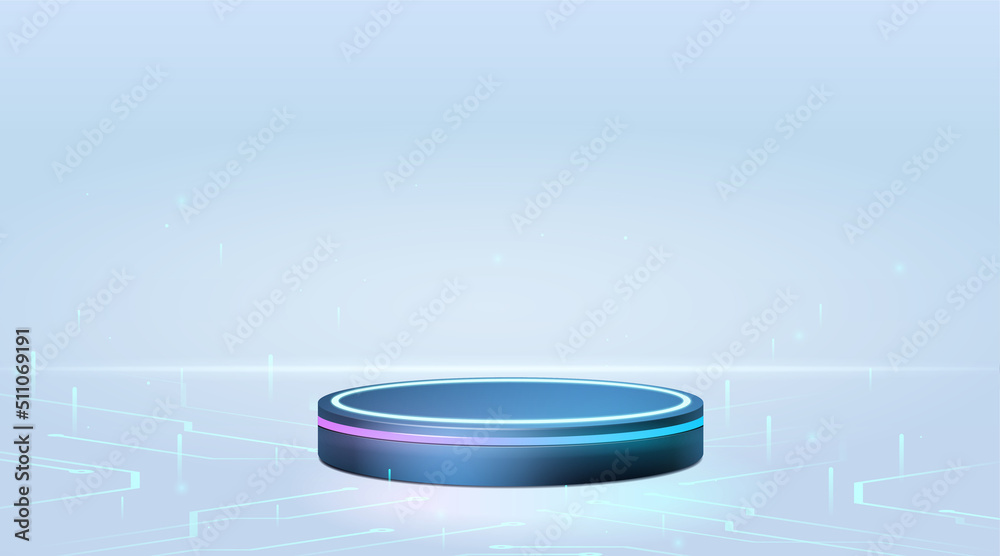 Futuristic cyber stage with 3d neon podium glowing for Product display ...