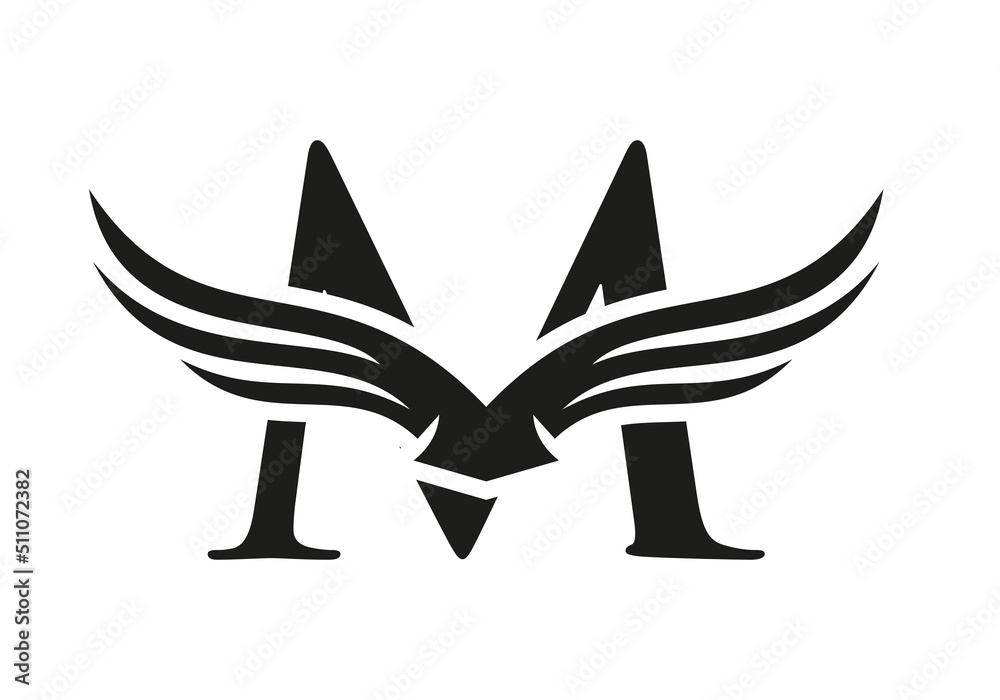 Letter M Wing Logo Design. Initial Flying Wing M Letter Logo. Letter M ...