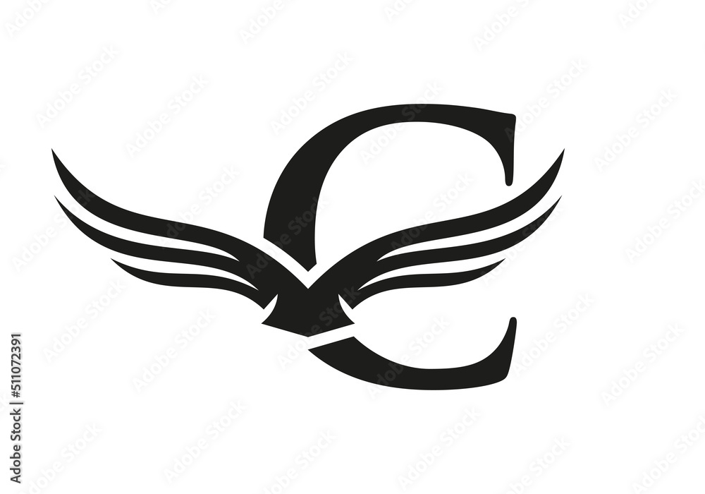 Letter C Wing Logo Design. Initial Flying Wing C Letter Logo. Letter C ...