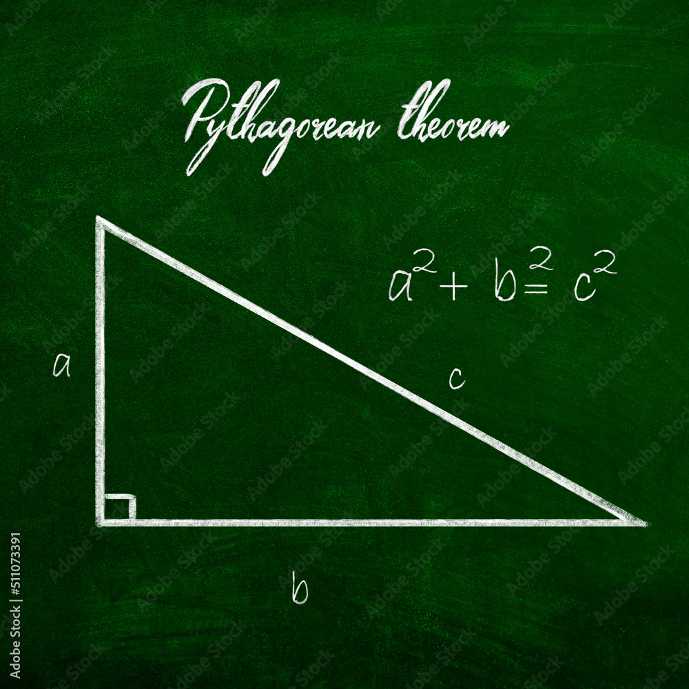 Pythagorean theorem on chalkboard geometry mathematics algebra Stock ...
