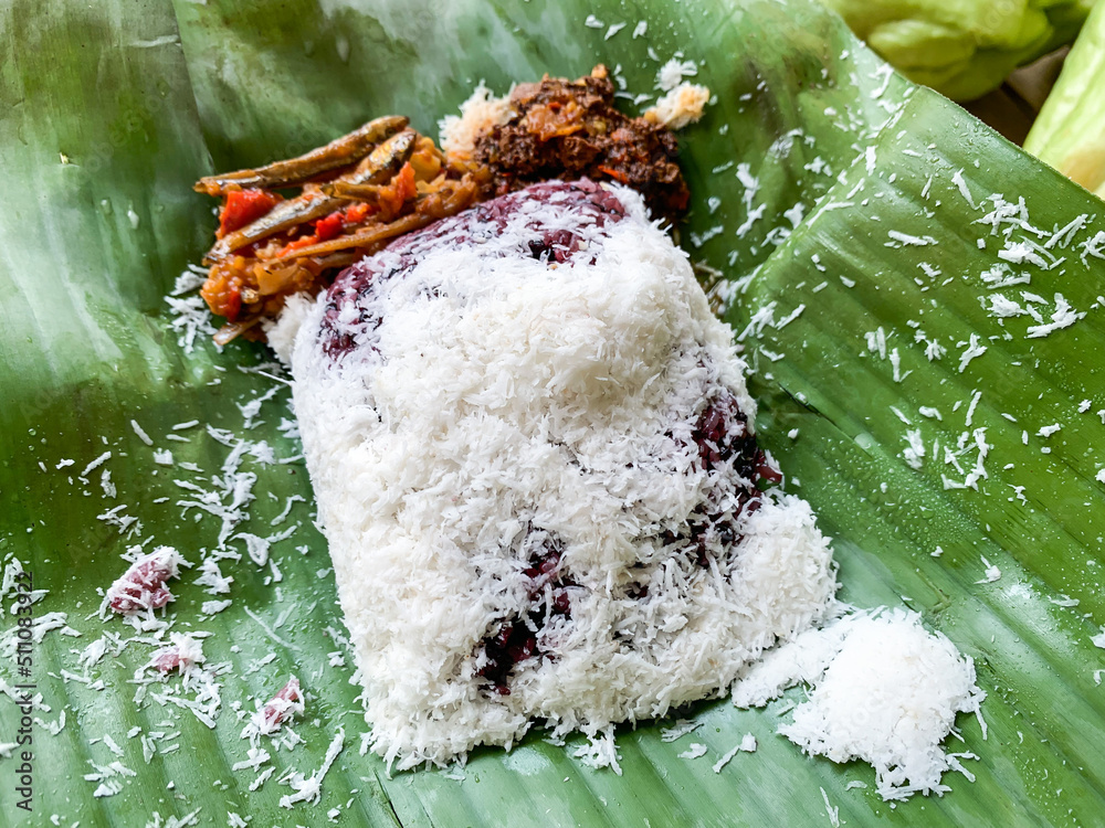 Traditional food from South Sulawesi Indonesia called Sokko or Songkolo ...