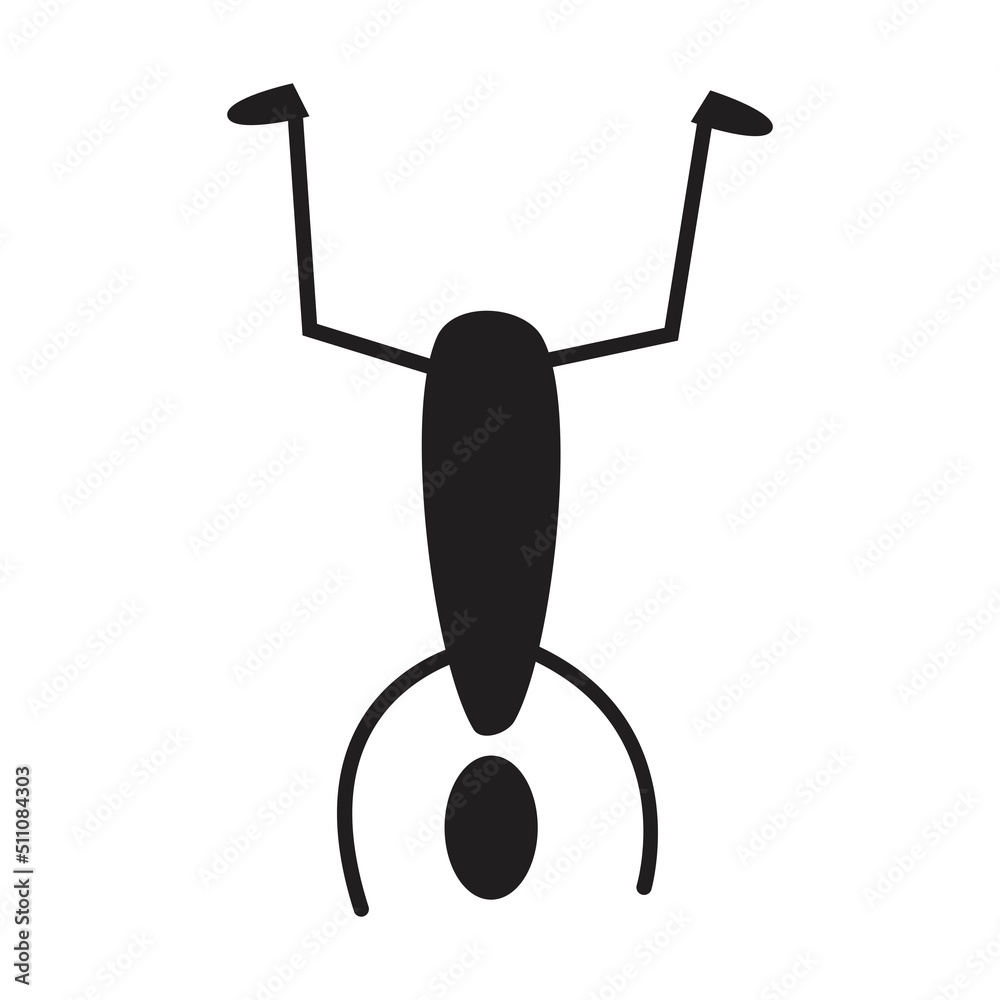 Stickman figure symbol with up side down for workout symbol in a vector ...