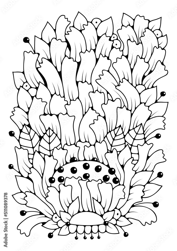 Floral background for coloring, coloring page for children and adults ...