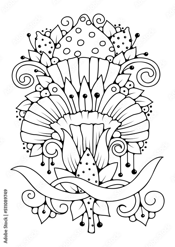 Floral background for coloring, coloring page for children and adults ...