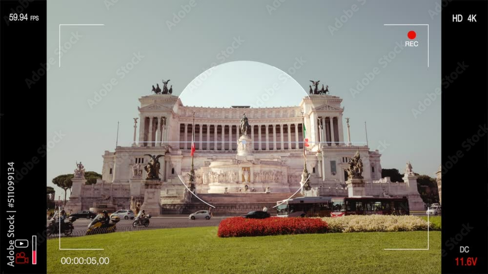 Rome, Italy - June 1, 2022: A look through the photo camera at Vittorio ...