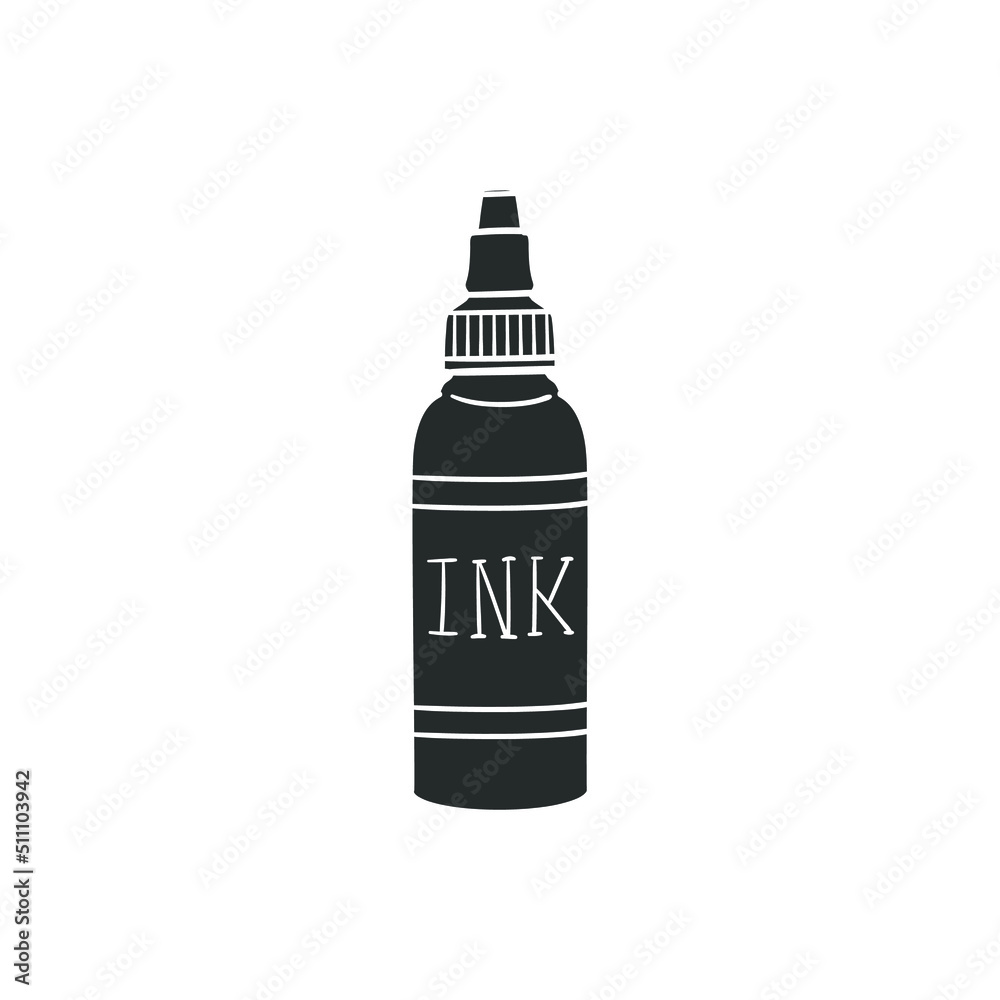 Bottle Ink Icon Silhouette Illustration. Tattoo Vector Graphic ...