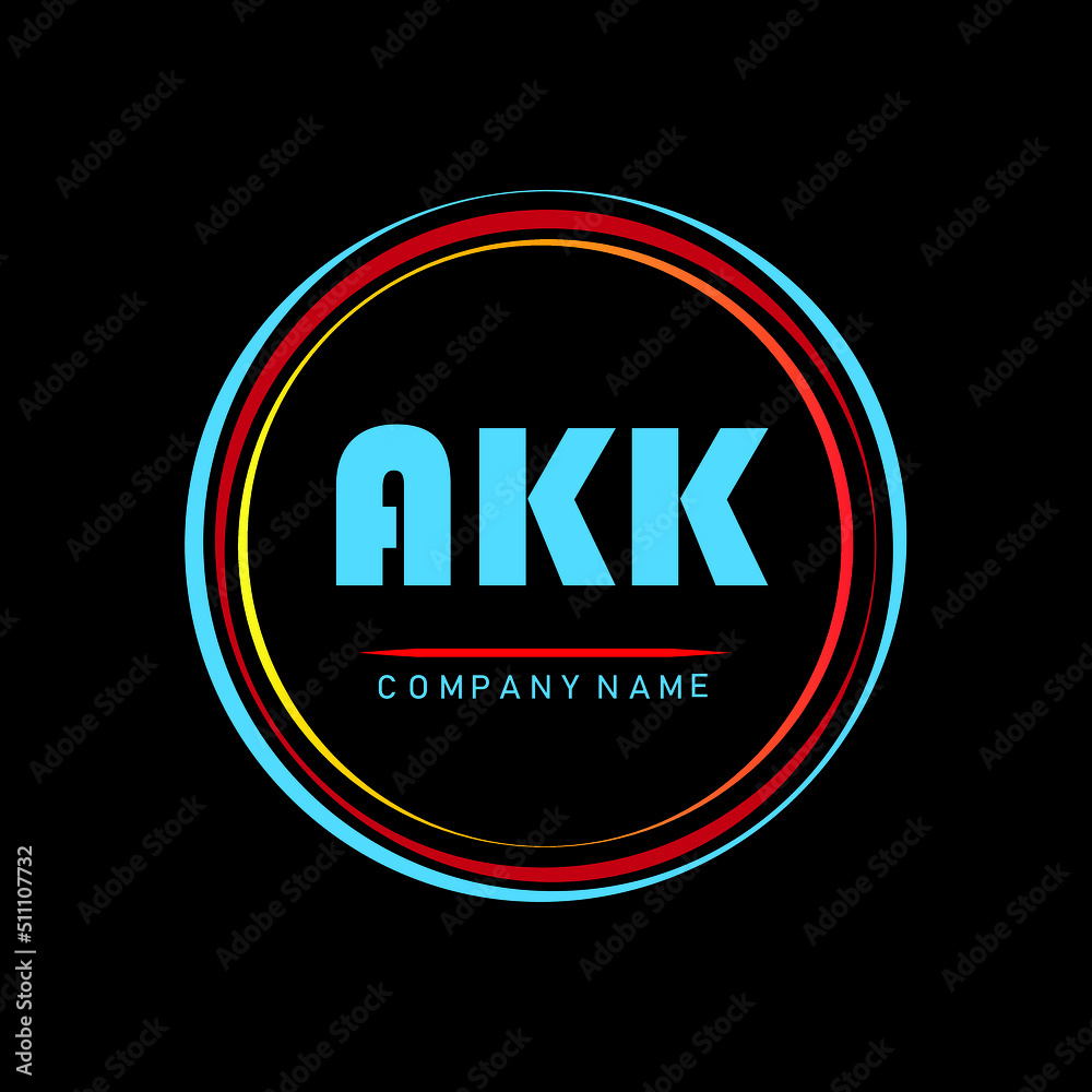 AKK,A K K Alphabet Letter Design With Creative Circle ,A K K Letter ...