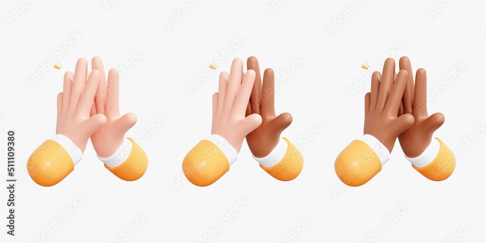 3D Cartoon two Hands giving a High Five. Teamwork concept. Character ...