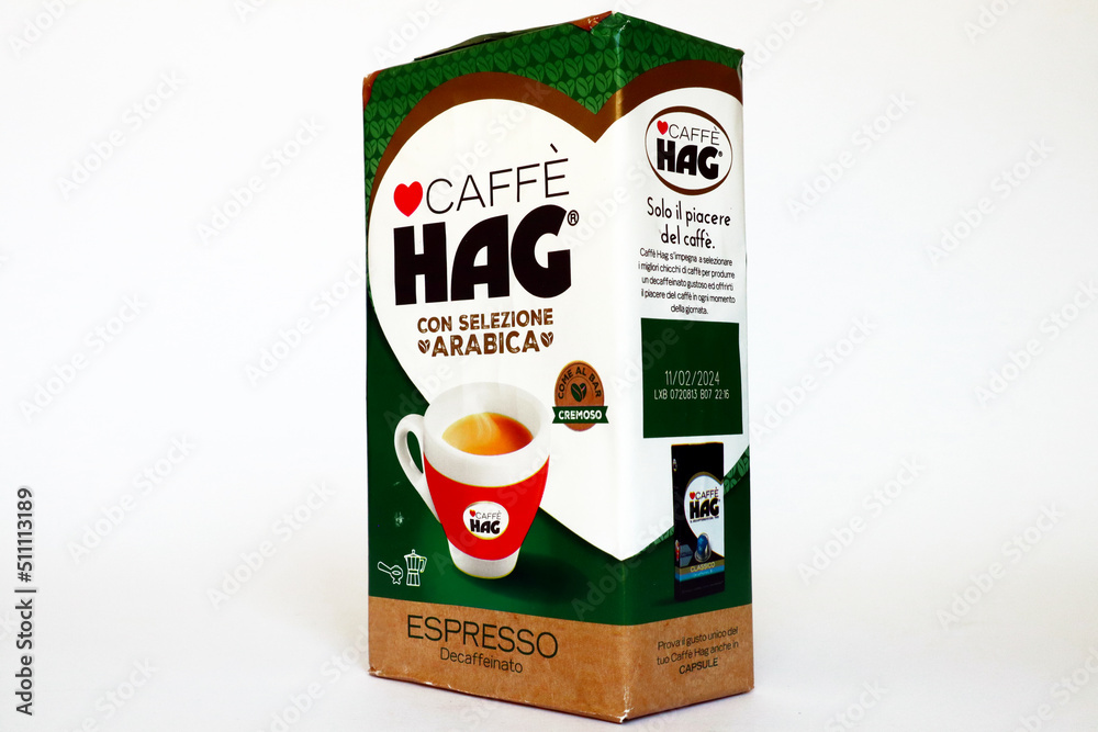 Fotka „Rome, Italy – June 15, 2022: Café HAG, packet of espresso ...