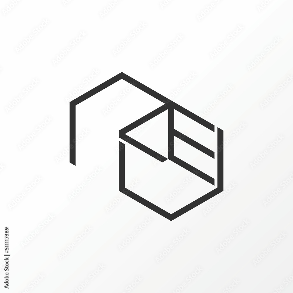 Simple and unique letter or word REU or RUE line font on 3D double ...