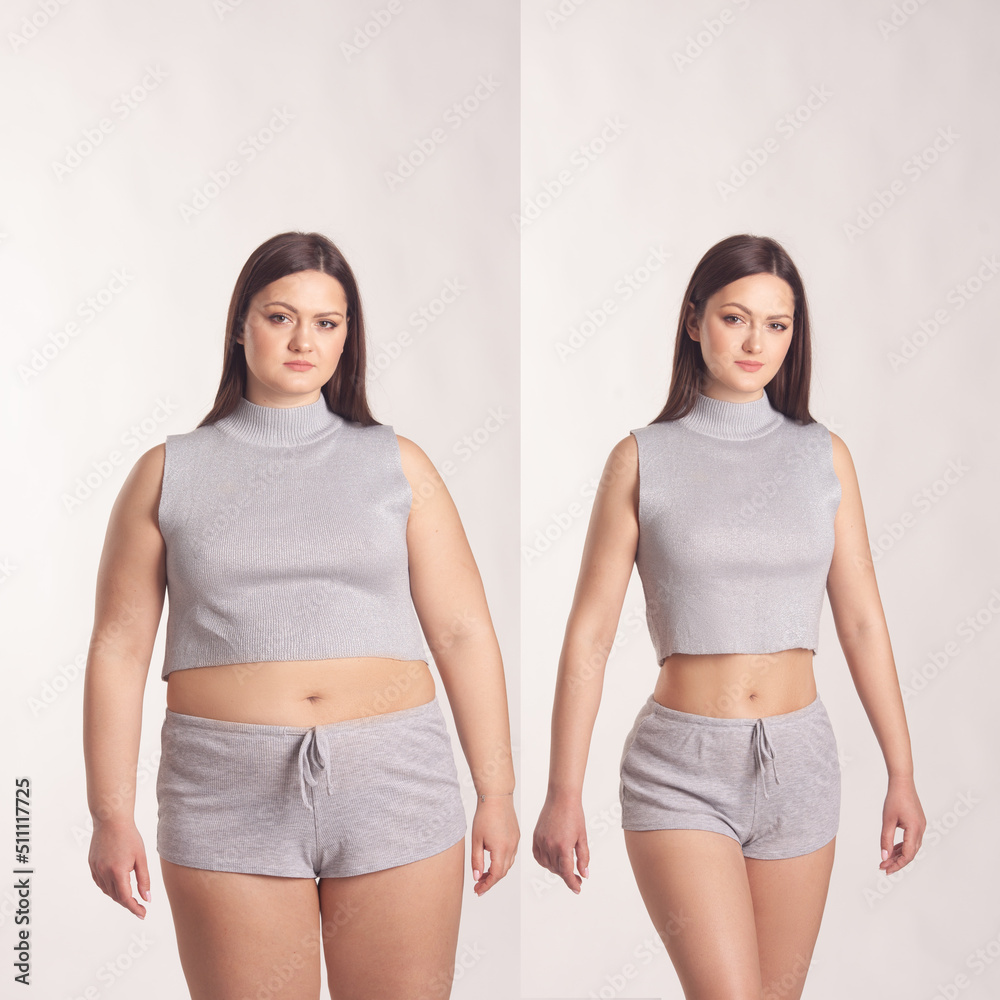 Comparison of women before and after weight loss. Diet and healthy ...
