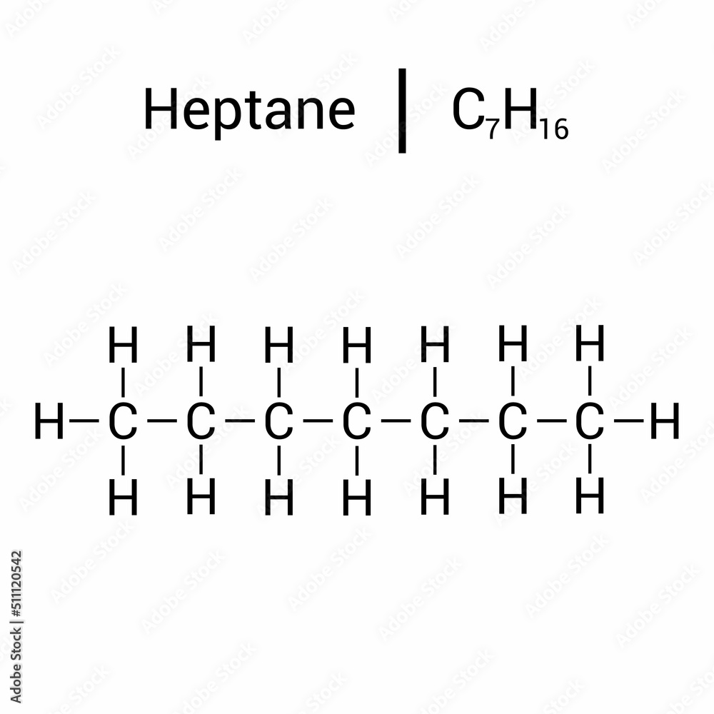 chemical structure of Heptane (C7H16) Stock Vector | Adobe Stock