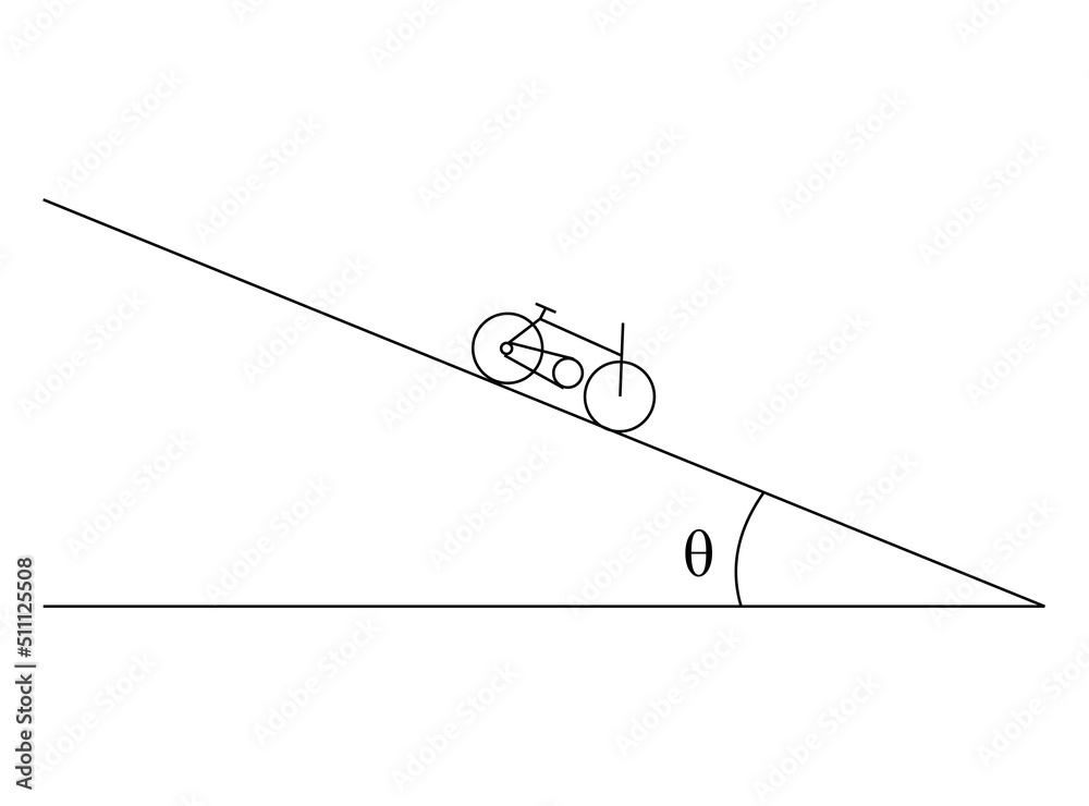 A cyclist is freewheeling down a slope inclined at an angle θ to the ...