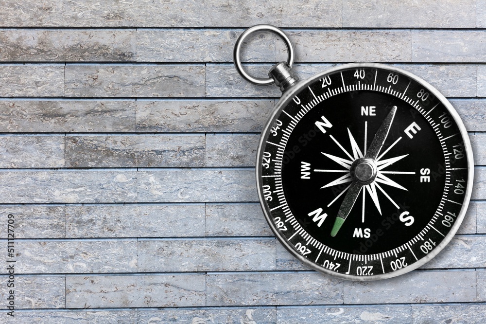 Compass. Traditional navigation device indicating the cardinal points ...