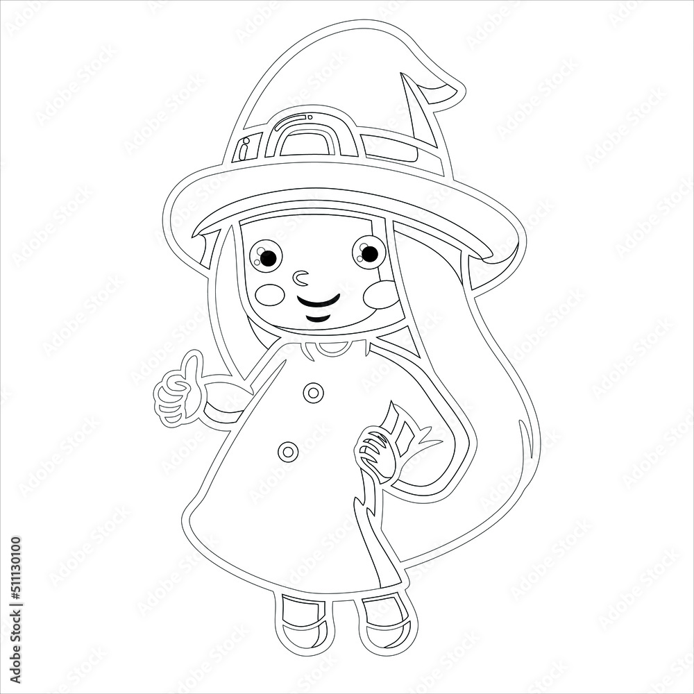 Sweet girl witch Coloring page , Cute chibi kawaii Witch characters ...