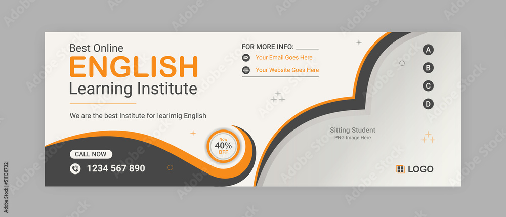 English learning institute social media banner design template for may ...
