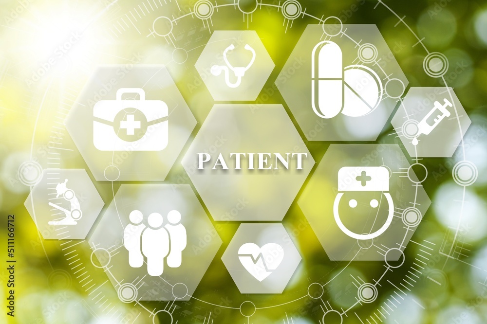 Concept of patient care, safety, experience and satisfaction. Medical ...