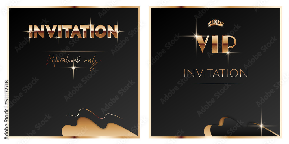 Modern gold vip invitation background. Set of golden elegant business ...