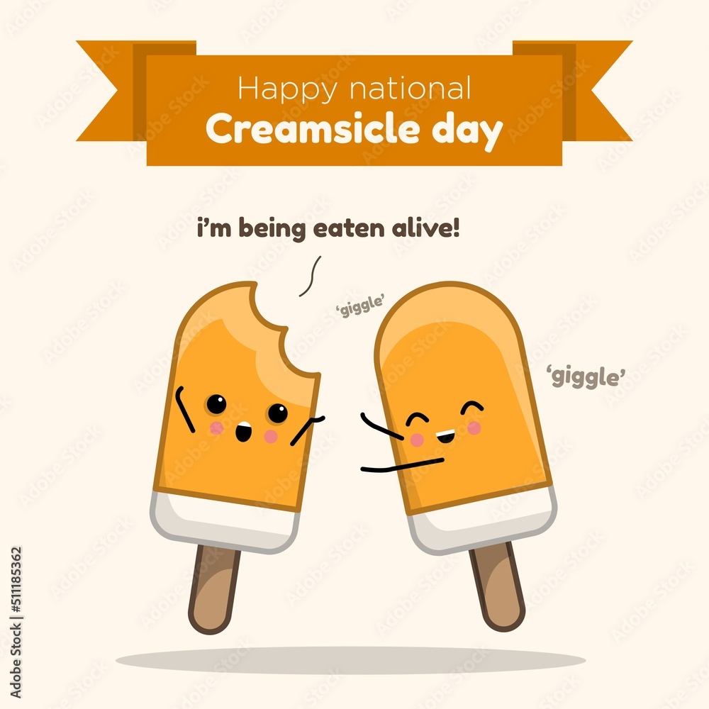 Happy national creamsicle day social media post, banner, orange ice ...