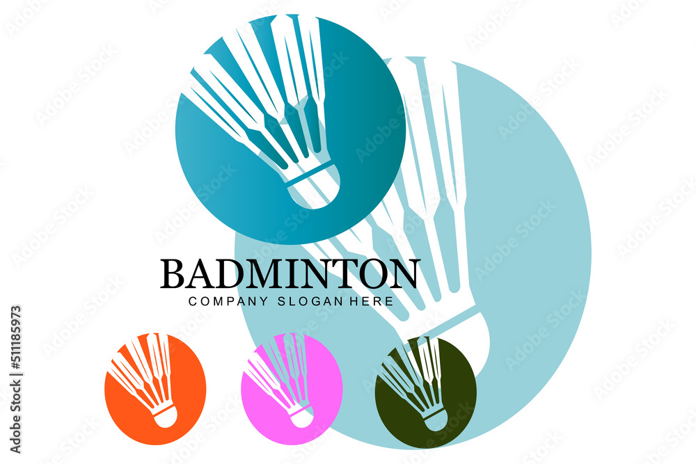 badminton logo icon vector, sports player, using racket, premium retro ...