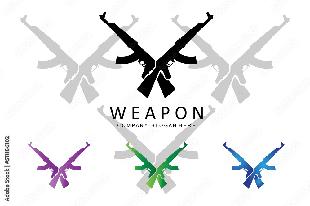 Automatic weapon logo vector icon. Battle weapons. Pistols, rifles ...