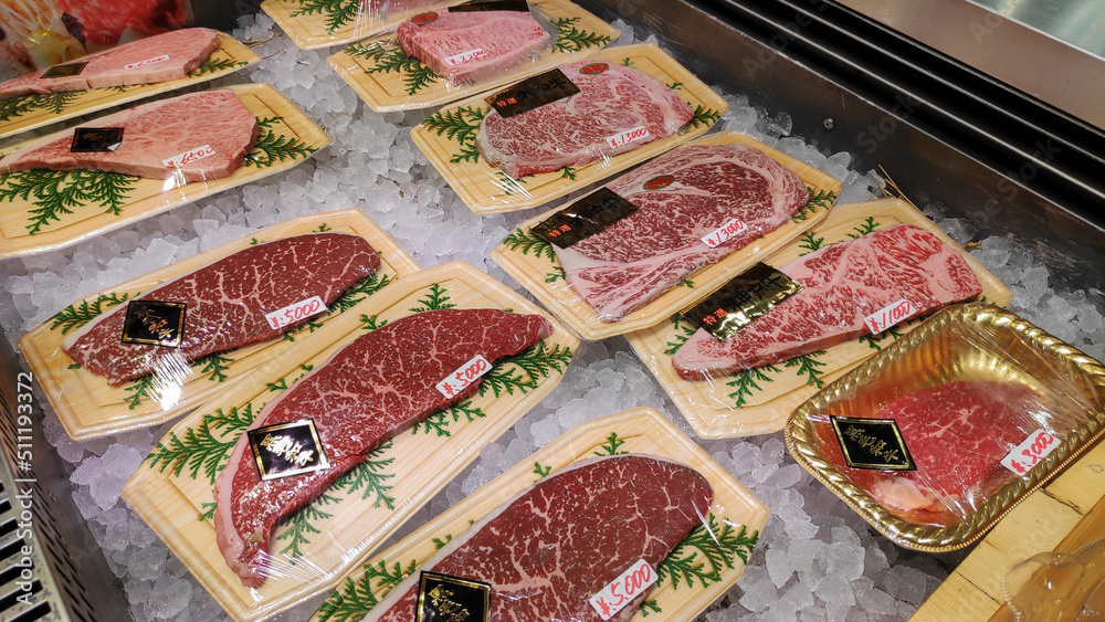 Different types of beef including Wagyu and Kobe beef for sale Stock ...