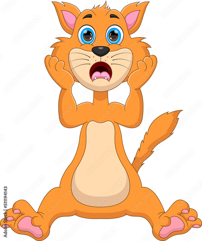 shocked cat cartoon on white background Stock Vector | Adobe Stock
