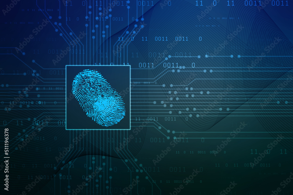 Abstract security system concept with fingerprint on technology ...