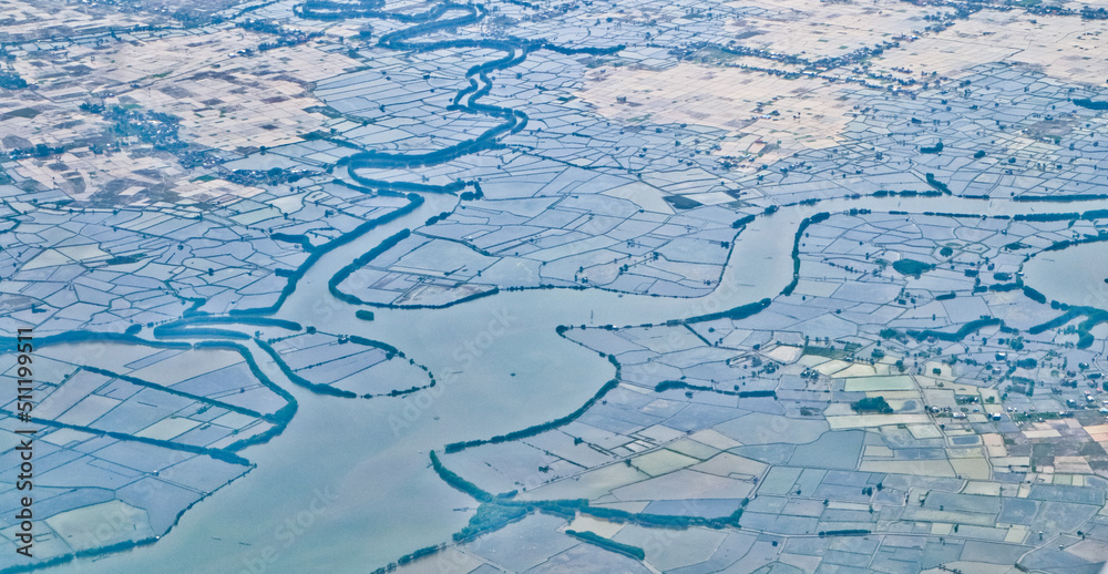 Healthy river flow seen from above. Healthy rivers are used for various ...