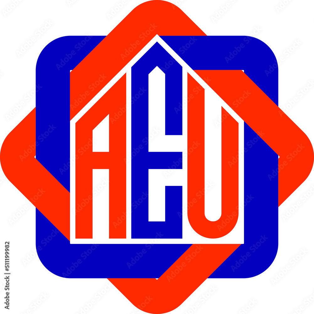 AEU three letter real estate logo with home icon logo design vector ...