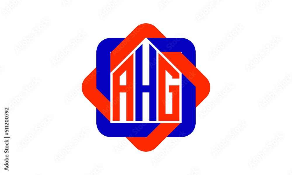 AHG three letter real estate logo with home icon logo design vector ...