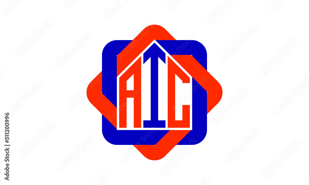 AIC three letter real estate logo with home icon logo design vector ...