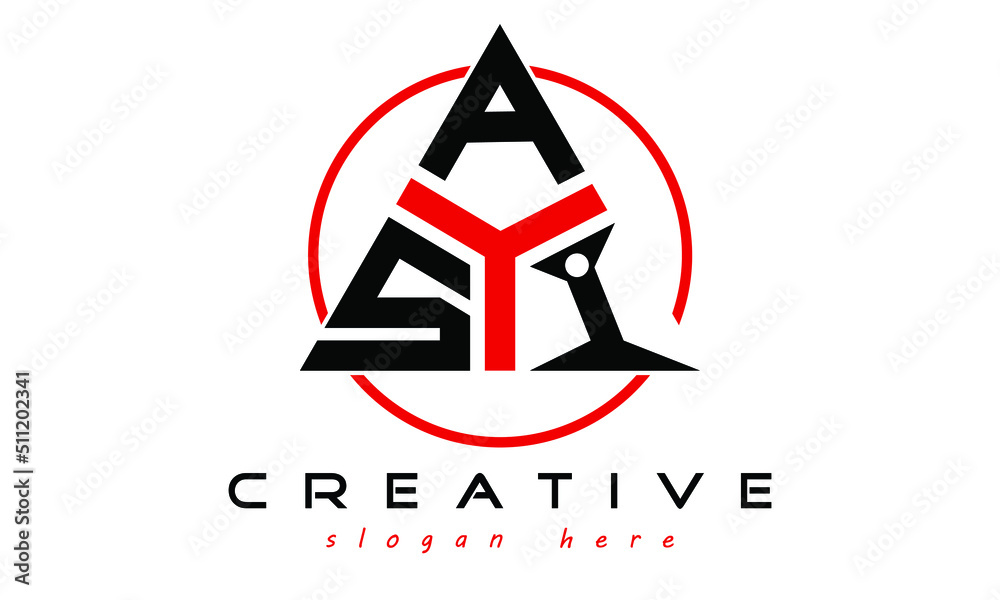 SAI three letter creative triangle shape in circle logo design vector ...