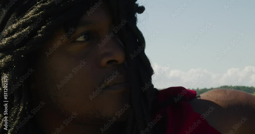 Samson looking up and around at surrounding green landscape, Biblical ...