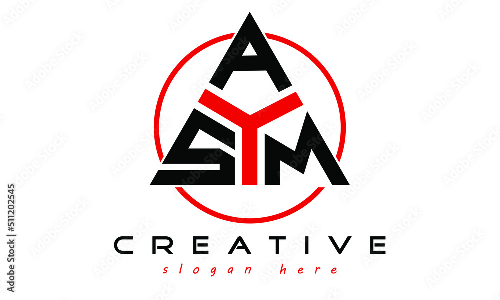 SAM three letter creative triangle shape in circle logo design vector ...