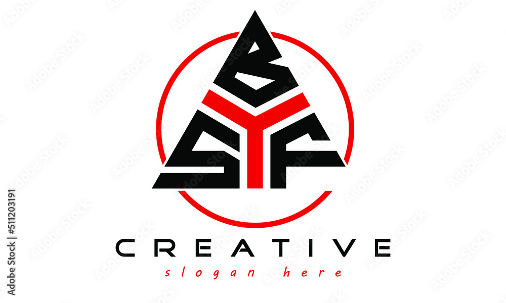 SBF three letter creative triangle shape in circle logo design vector ...