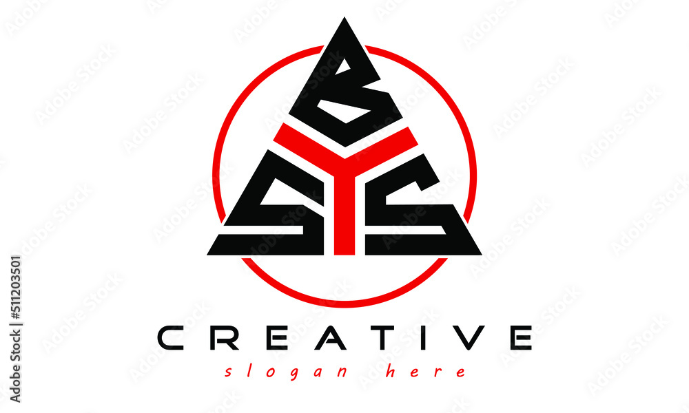 SBS three letter creative triangle shape in circle logo design vector ...