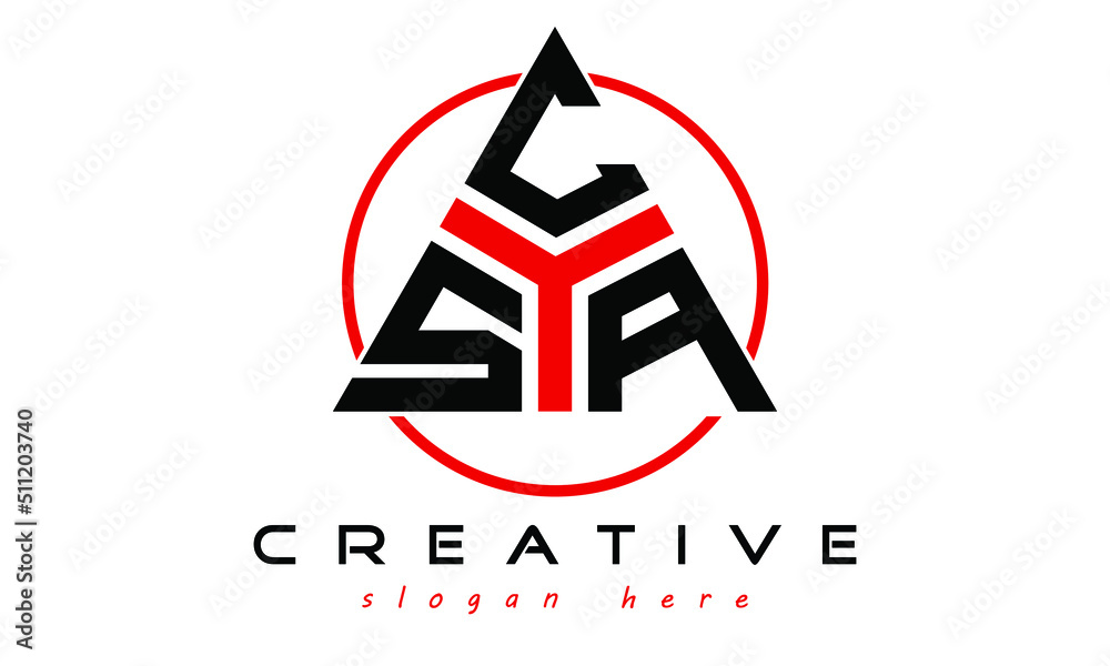SCA three letter creative triangle shape in circle logo design vector ...
