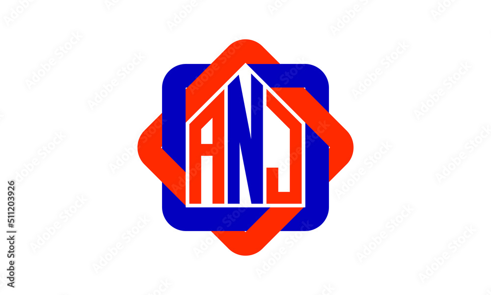 ANJ three letter real estate logo with home icon logo design vector ...