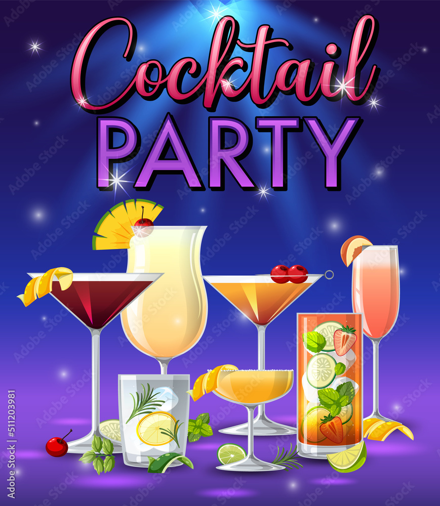 Cocktails Party Sparkling Background Stock Vector | Adobe Stock