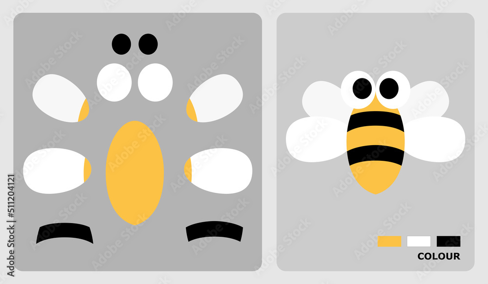 bee pattern for kids crafts or paper crafts. Vector illustration of bee ...