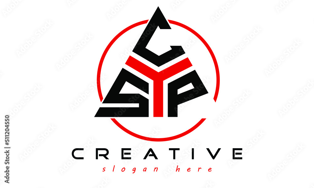SCP three letter creative triangle shape in circle logo design vector ...