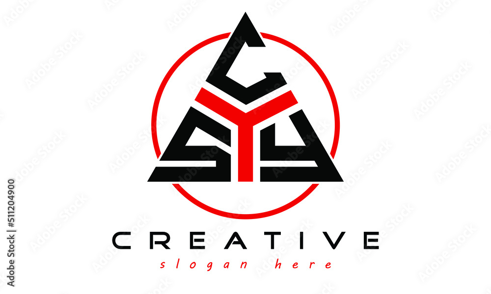 SCY three letter creative triangle shape in circle logo design vector ...
